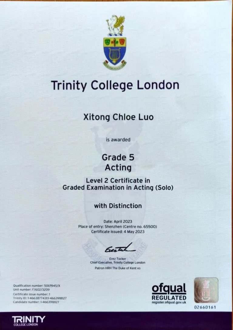 Challenges and Rewards of Trinity Acting Exams – Shenzhen College of ...